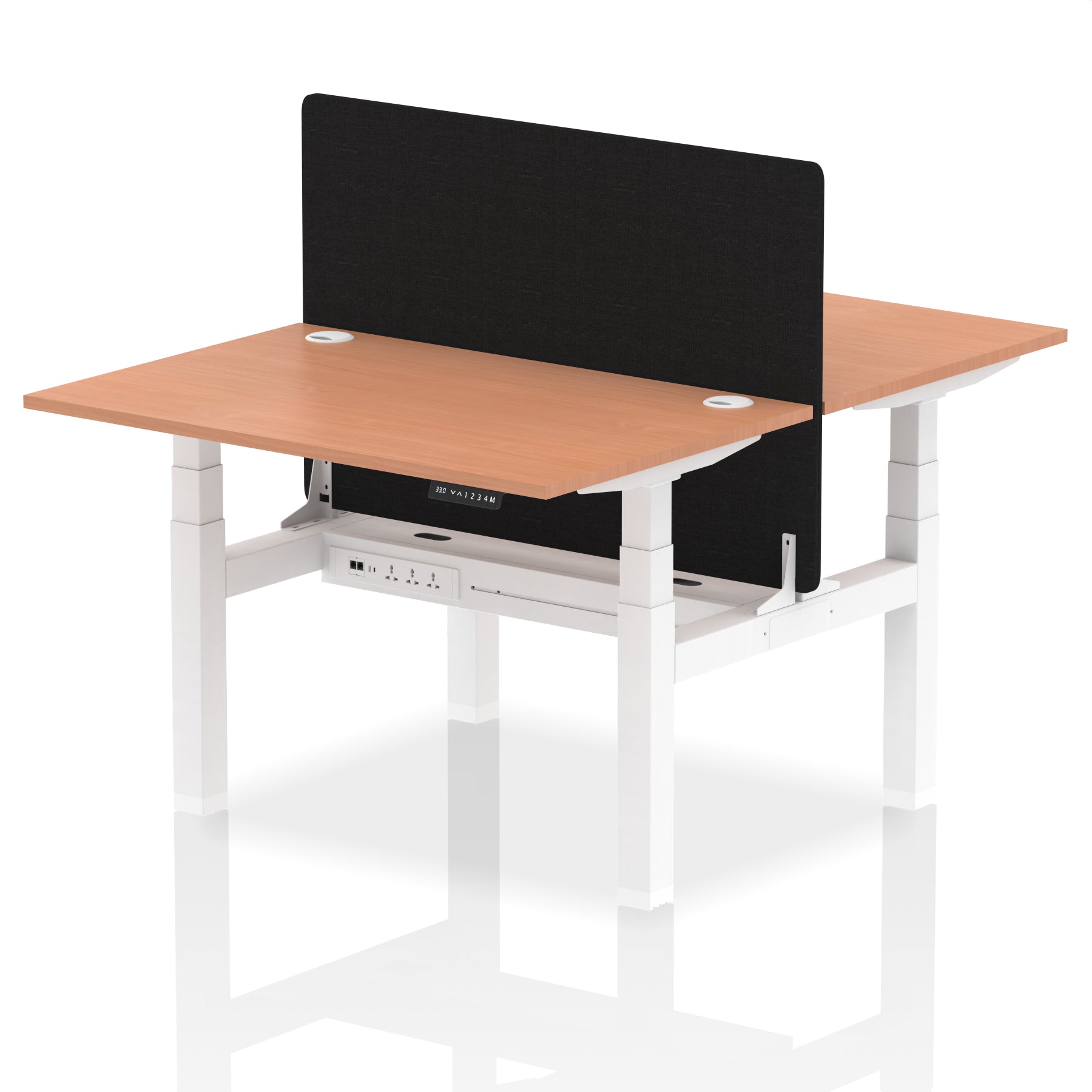 Air Back-to-Back Height Adjustable Bench Desk - 2 Person with Black St ...
