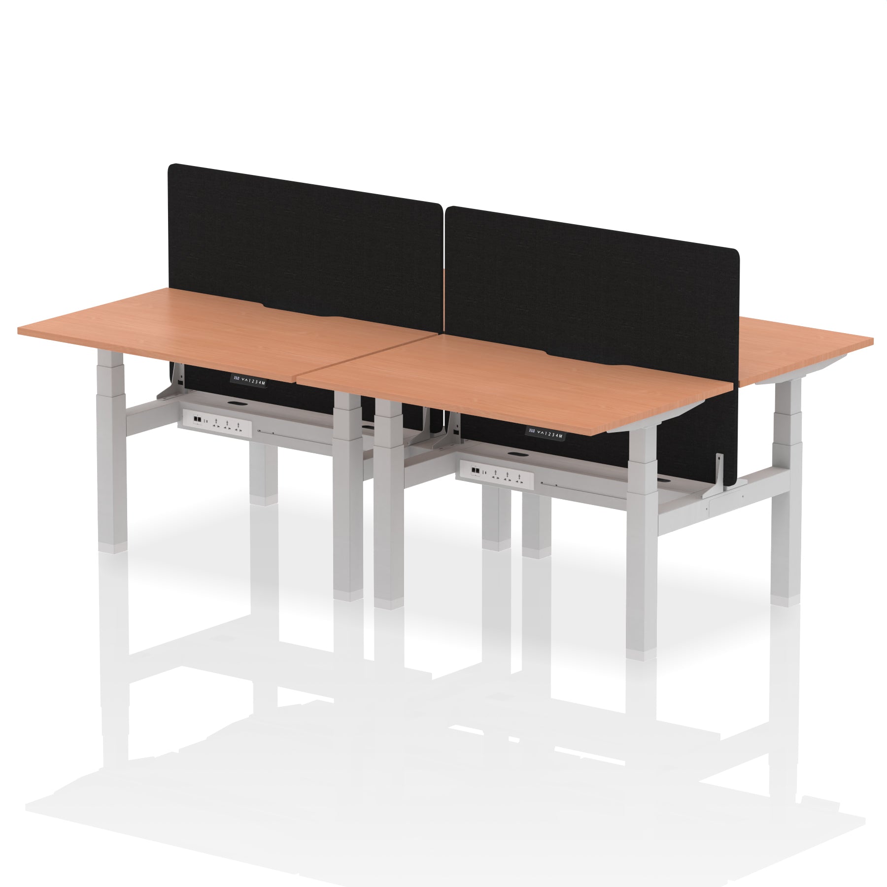 Air Back-to-Back Scalloped Edge Height Adjustable Bench Desk - 4 Perso ...
