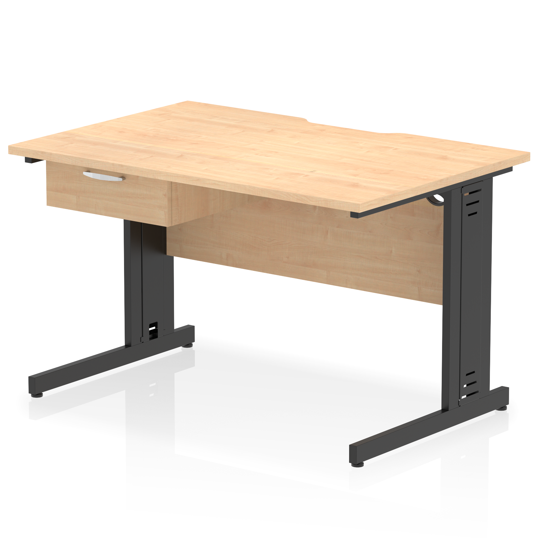 Impulse Scalloped Edge Cable Managed Straight Desk With Single One Dra ...