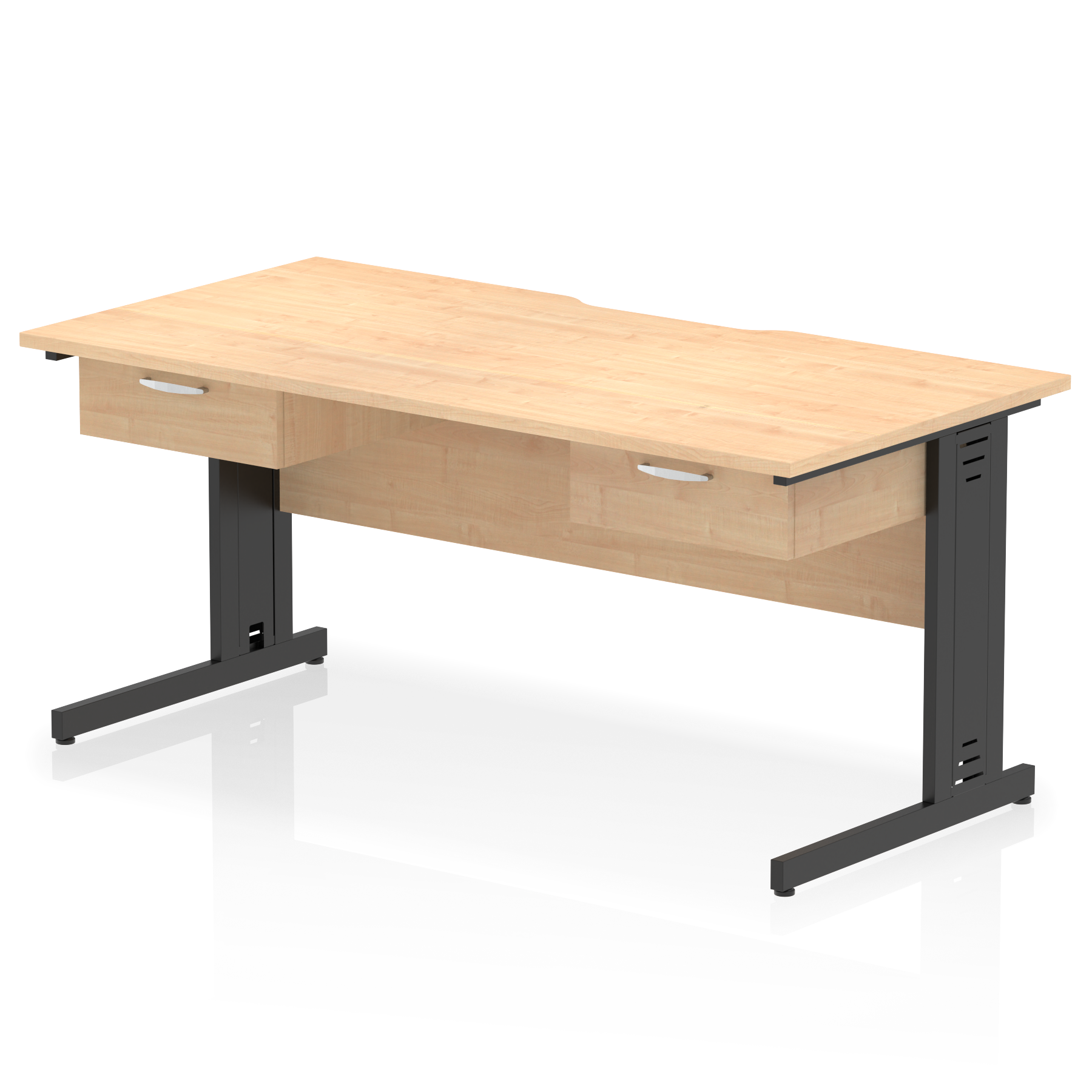 Impulse Scalloped Edge Cable Managed Straight Desk With Two One Drawer ...
