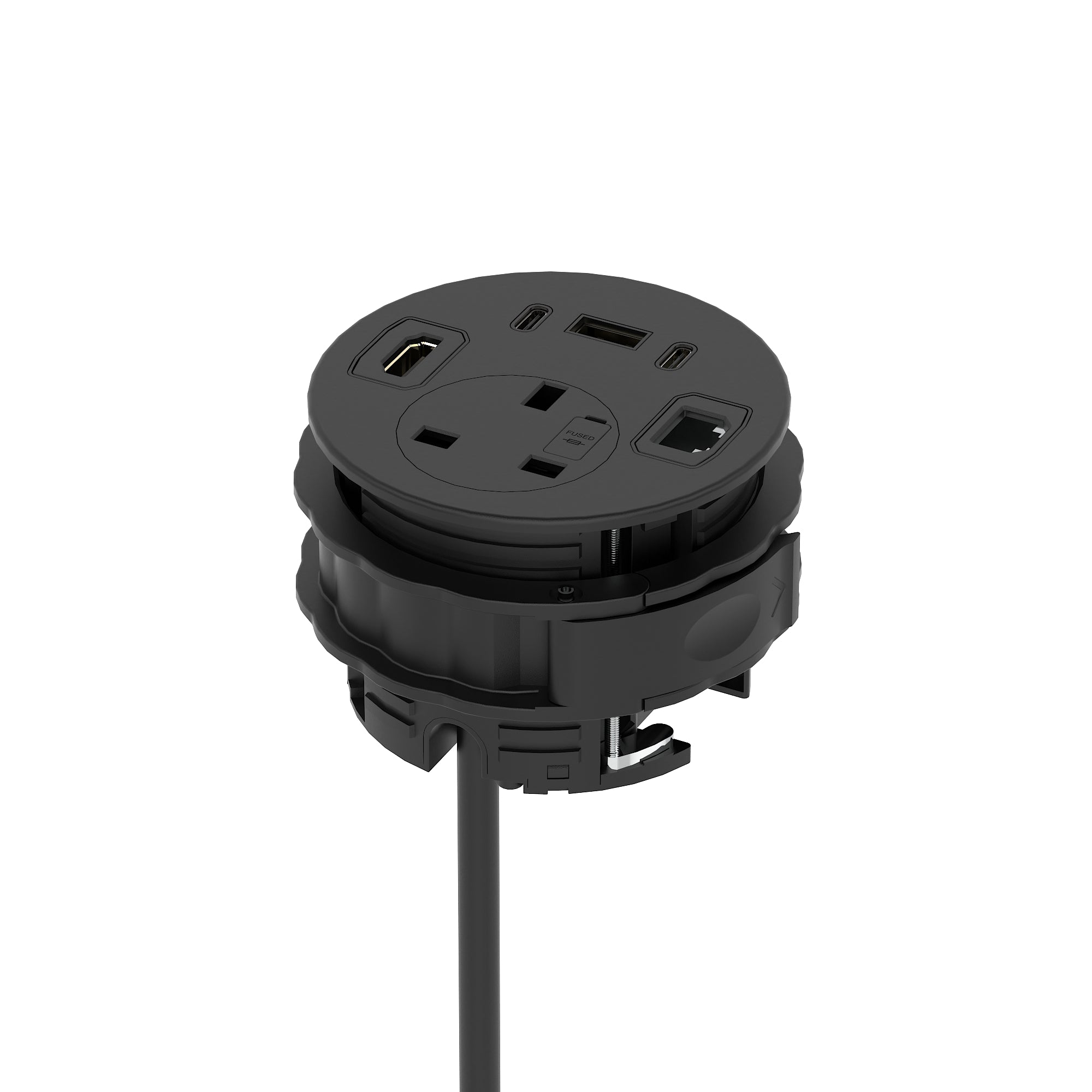 Impulse Round Power Unit Module 1x Socket – Dynamic Office Solutions